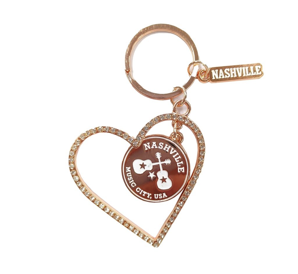 Nashville Keychain - Rose Gold Heart | Mid-South Products