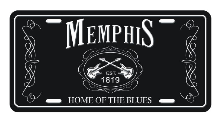 Memphis License Plate - Blk & Wht Est | Mid-South Products